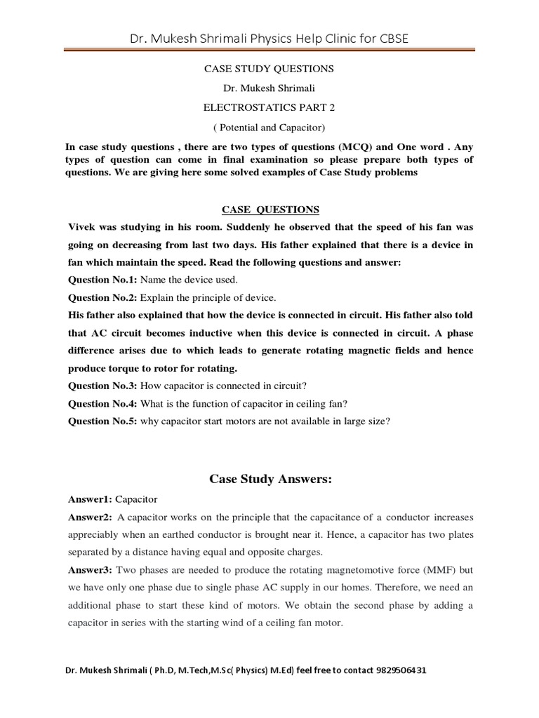 Case - Study - Potential and Capacitor PDF | PDF