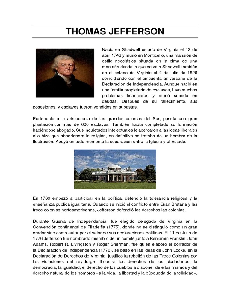 Thomas Jefferson | PDF | Thomas Jefferson | Declaración de ...