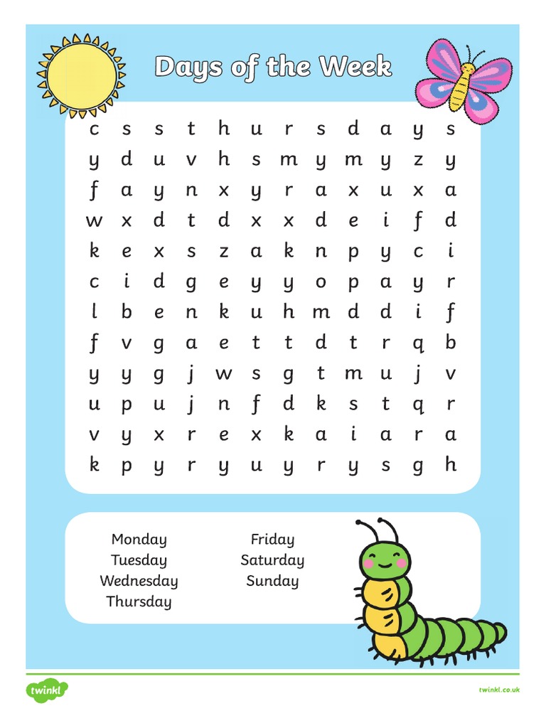 Days of The Week Wordsearch | PDF
