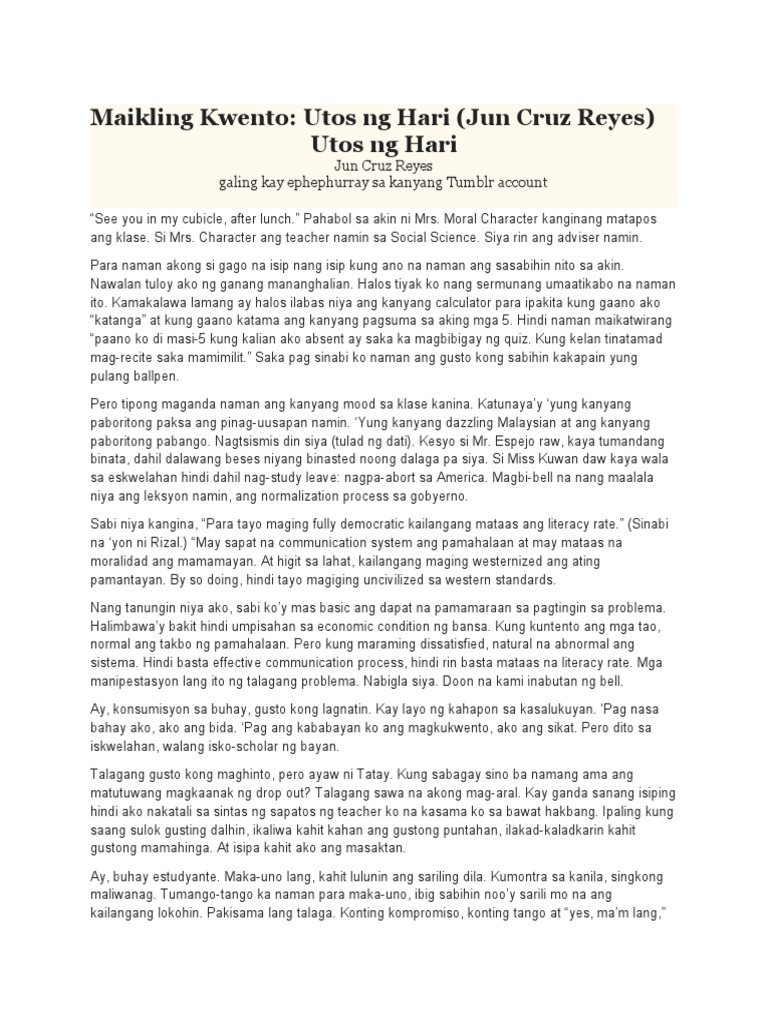 Utos NG Hari Jun Cruzz Reyes | PDF