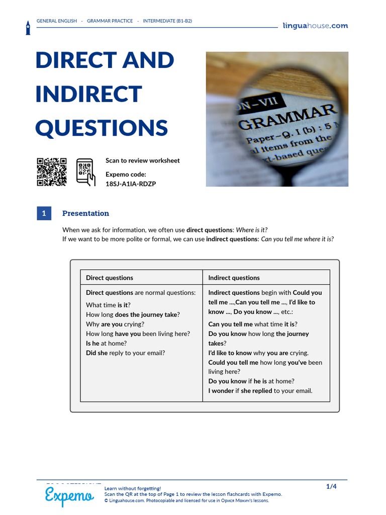 Direct and Indirect Questions British English Student | PDF | Question | Verb