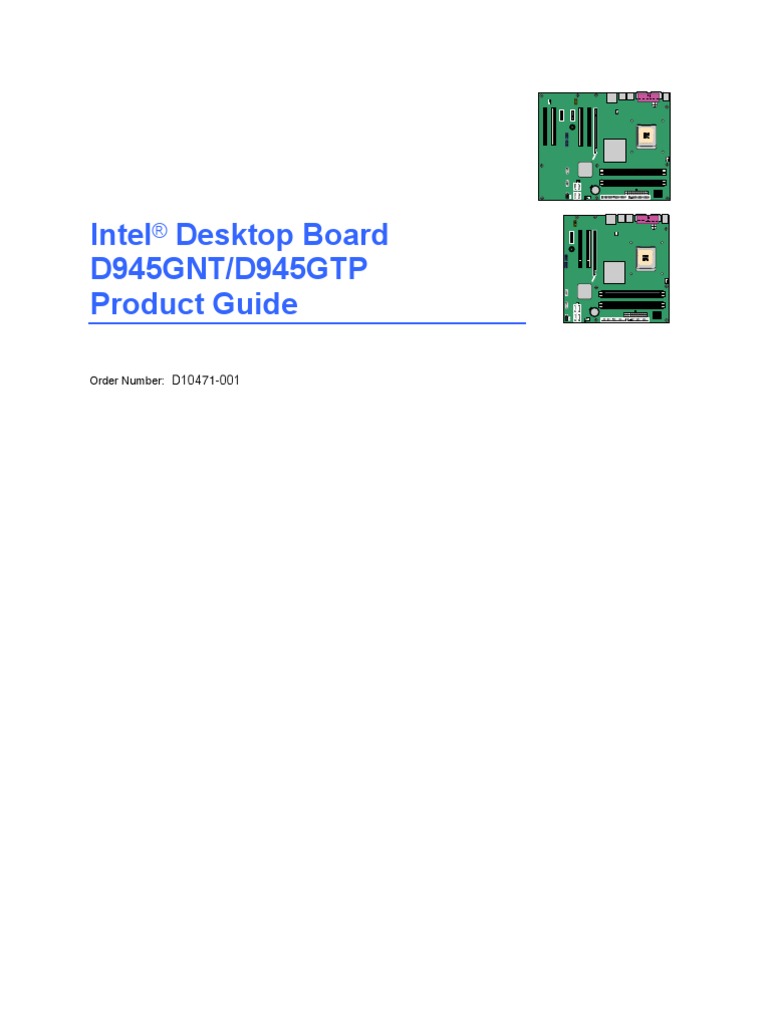 Intel Desktop Board D945GNT/D945GTP Product Guide: Order Number | PDF ...