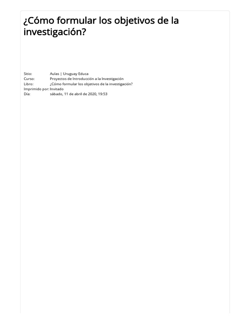 ¿Cómo Formular Los Objetivos de La Investigación | PDF | Laboratorios ...