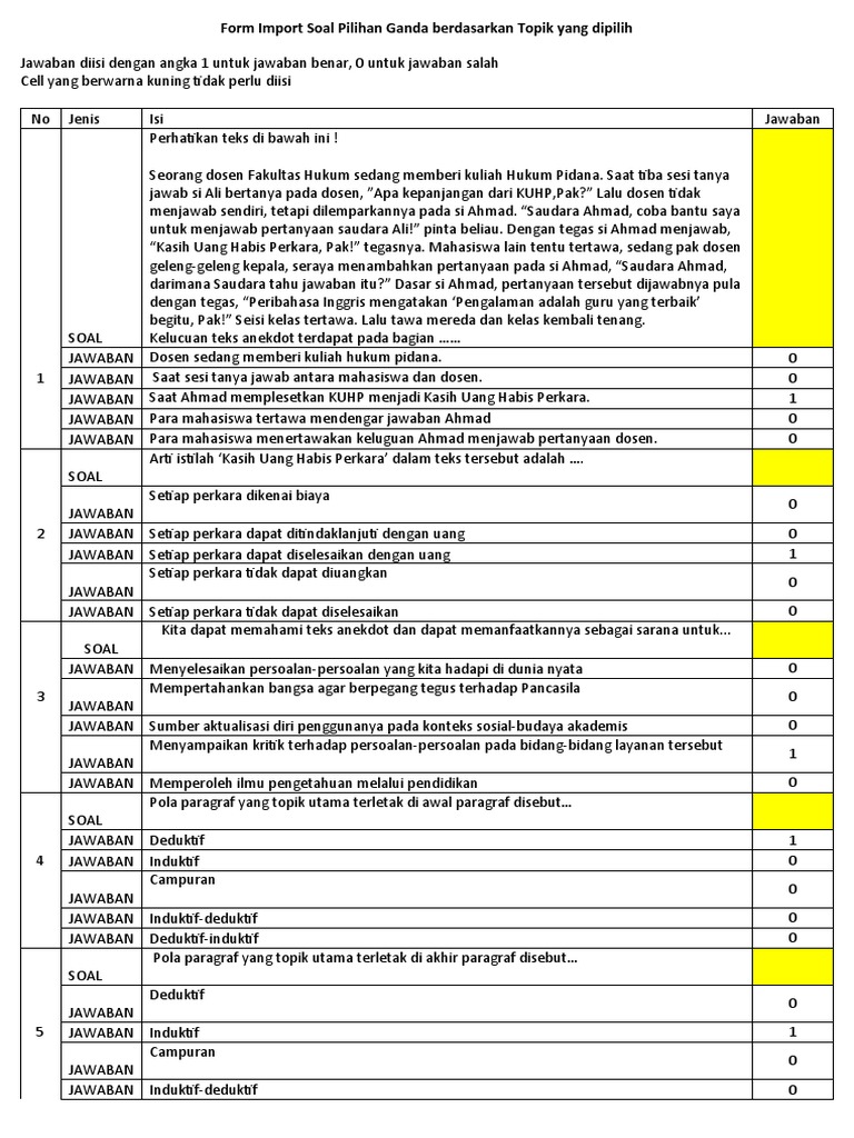 Form - Soal CBT | PDF