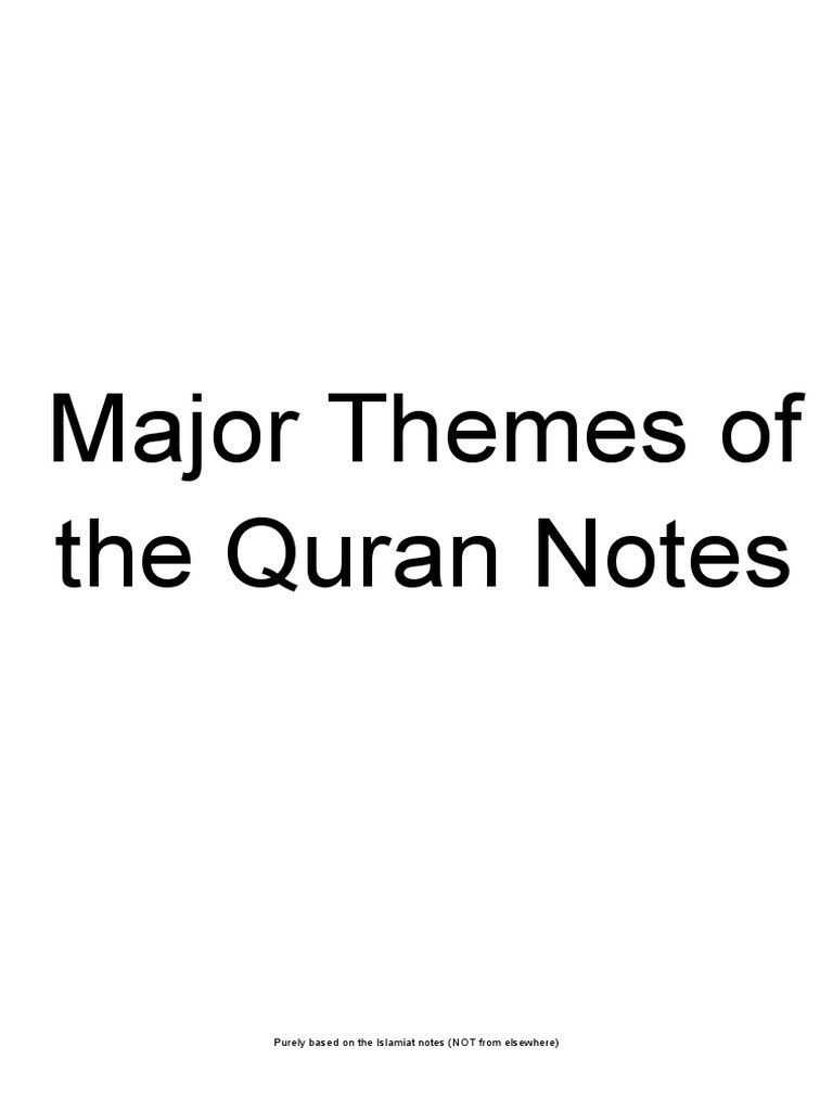 !! Major Themes (Quran) | PDF