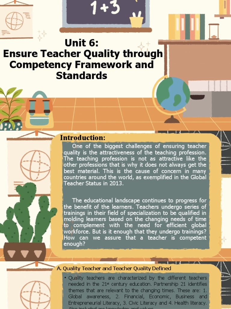 Unit 6 Ensure Teacher Quality Through Competency Framework and ...