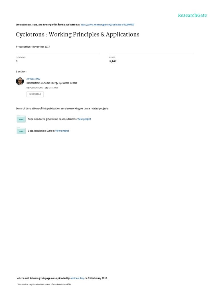 Cyclotrons Working Principles Applications | PDF | Atomic Nucleus ...