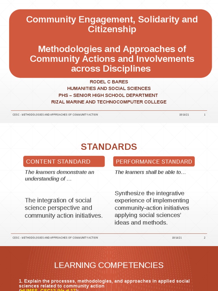 Methodologies and Approaches of Community Actions | PDF | Needs ...