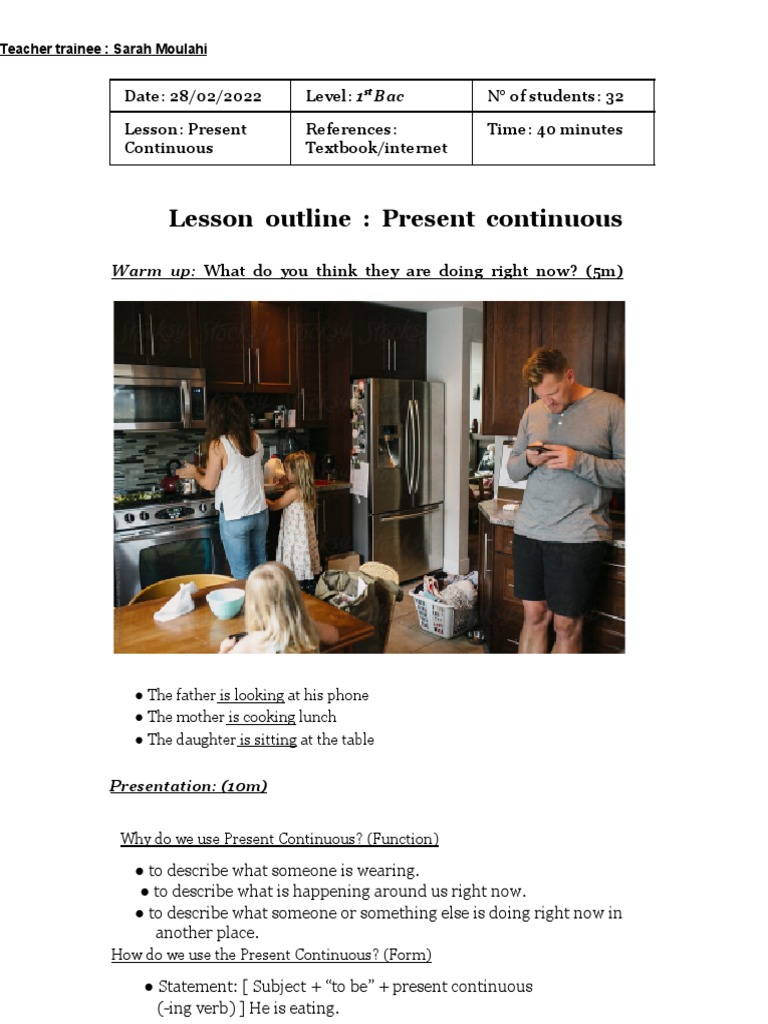 Lesson Plan - Present Continuous | PDF