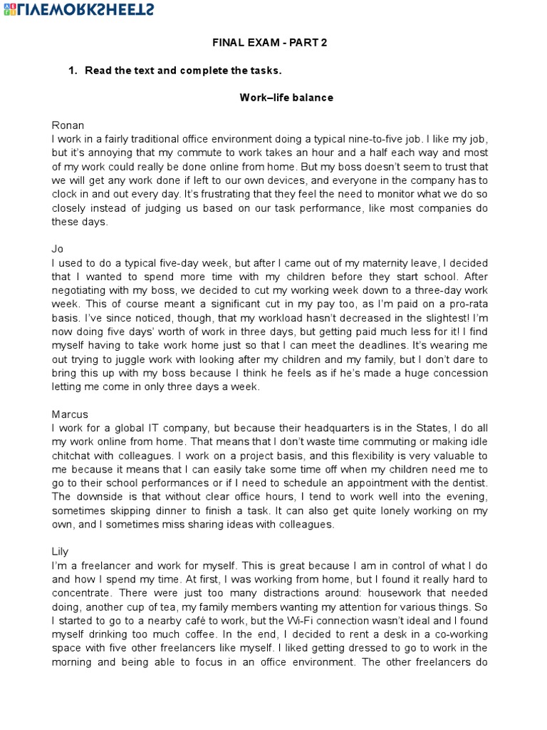 Work-Life Balance B2 | PDF