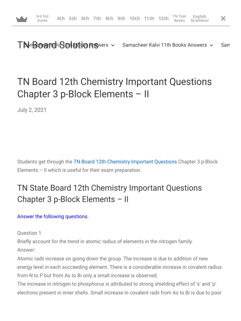 Chapter 3 P Block2 | PDF | Chlorine | Nitric Acid
