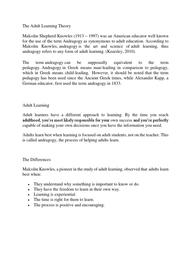 3 Adult Learning Theory Pdf