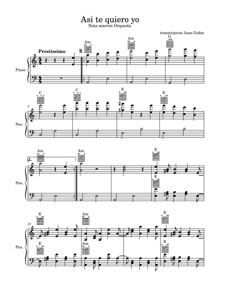 Asi Te Quiero Yo Piano Pdf