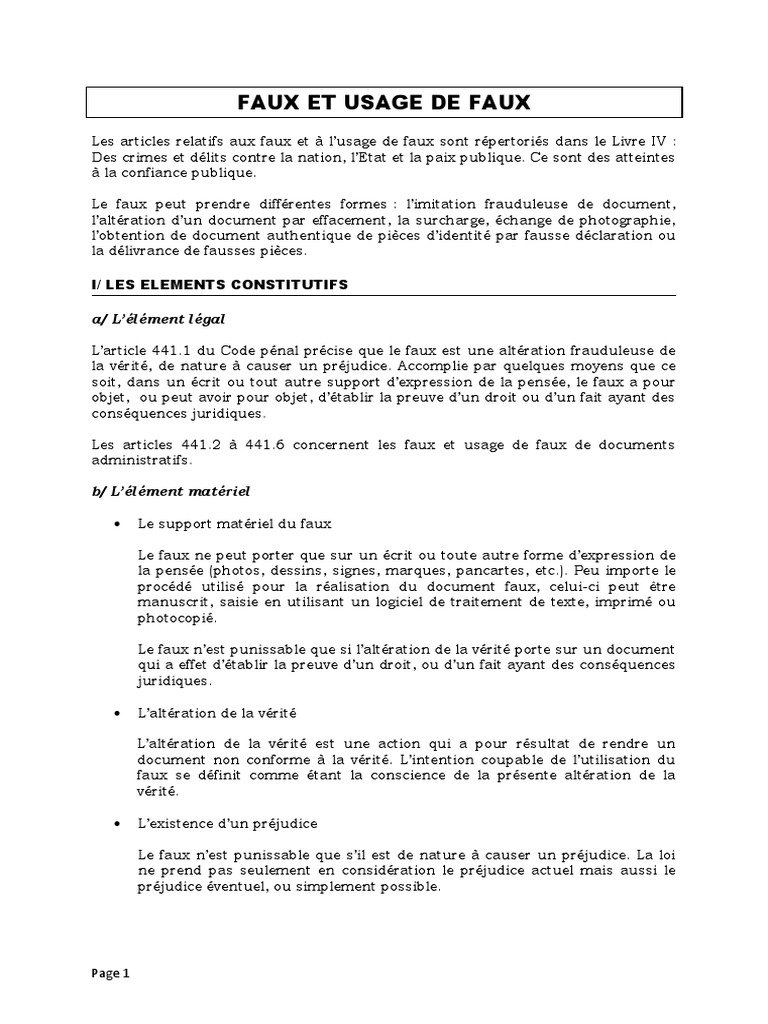 Faux Et Usage de Faux | PDF