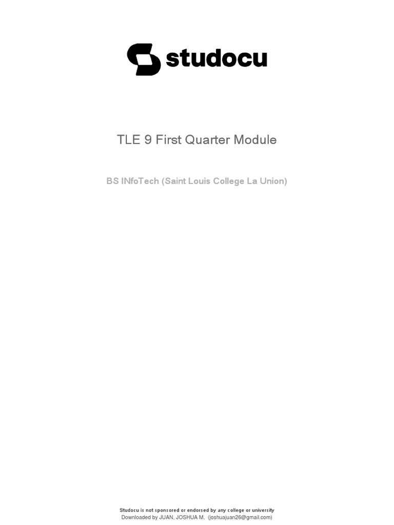 Tle 9 First Quarter Module | PDF