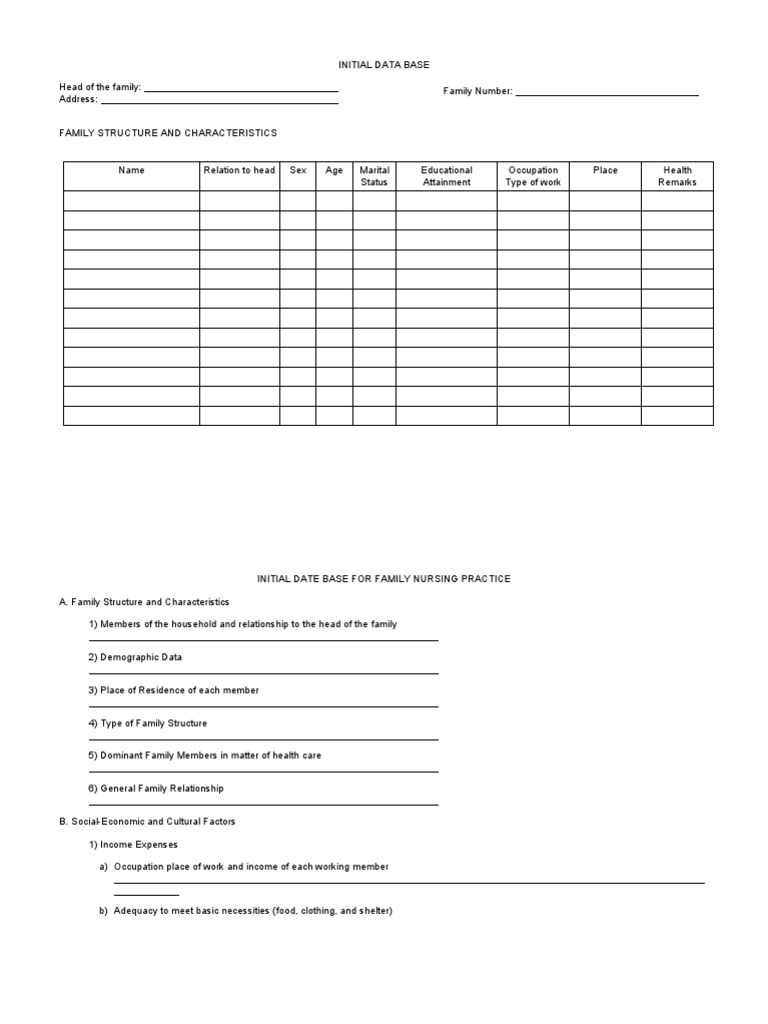 Initial Data Base Format | PDF | Sanitation | Health Sciences
