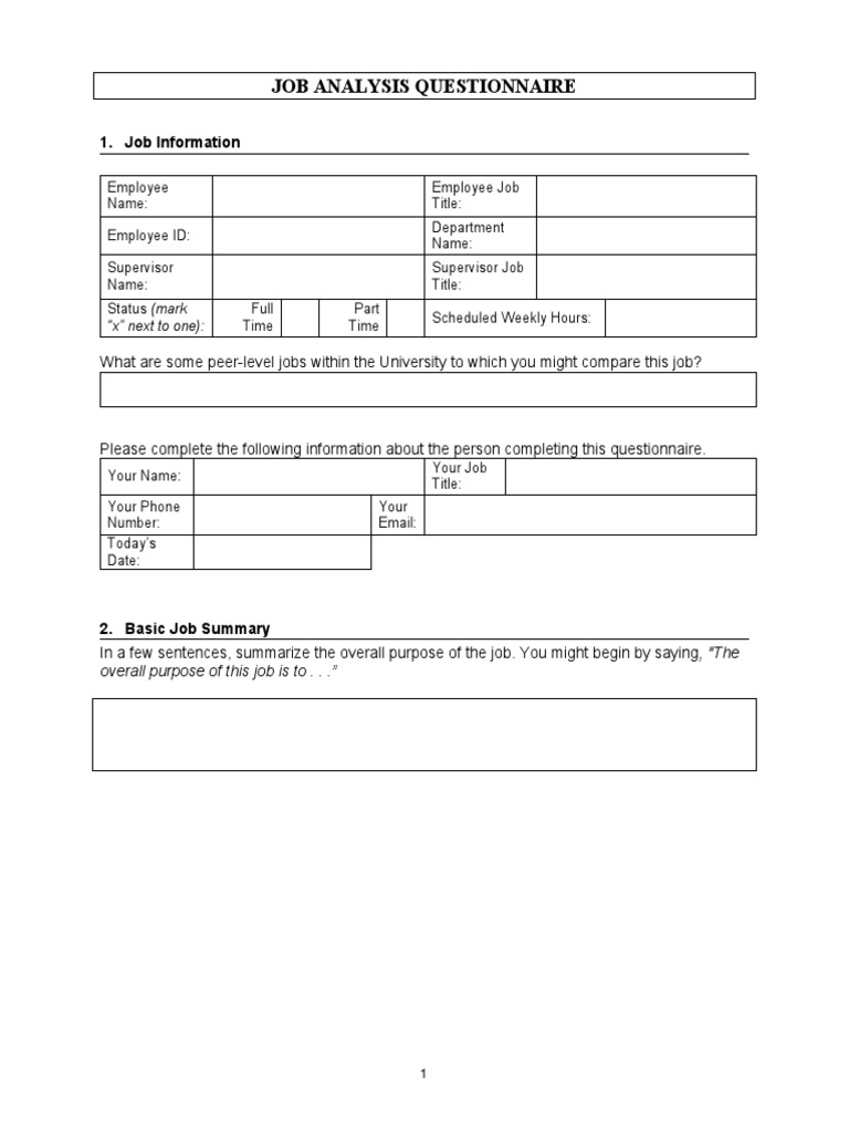 Job Analysis Questionnaire - HR Leaders | PDF | Cognitive Science ...