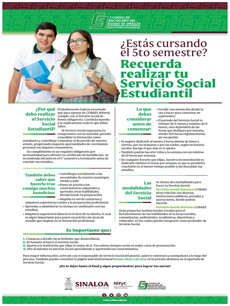 Servicio Social Estudiantil 2022 CARTEL | PDF | Crecimiento personal y ...