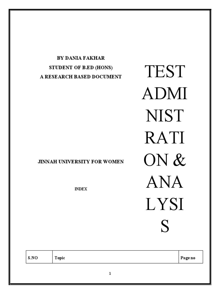 Test Administration & Analysis | PDF