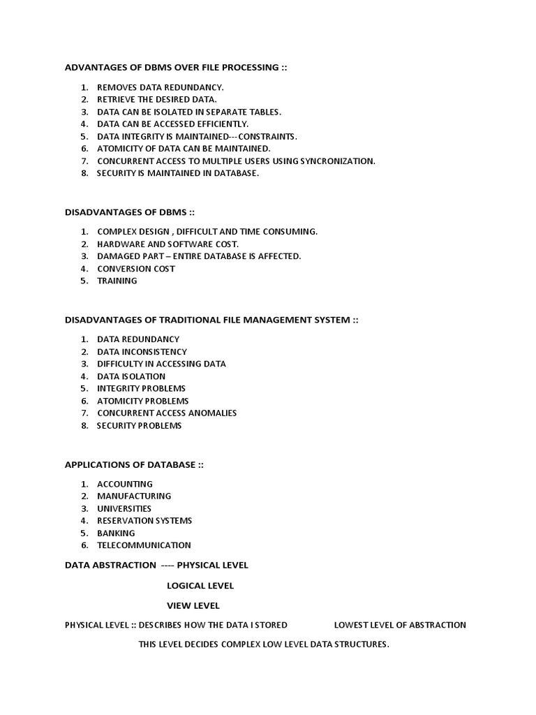 DBMS Notes | PDF | Databases | Conceptual Model
