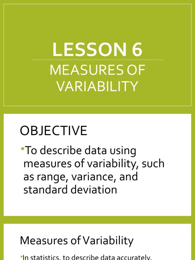 Lesson 6 Measures Of Variability Pdf