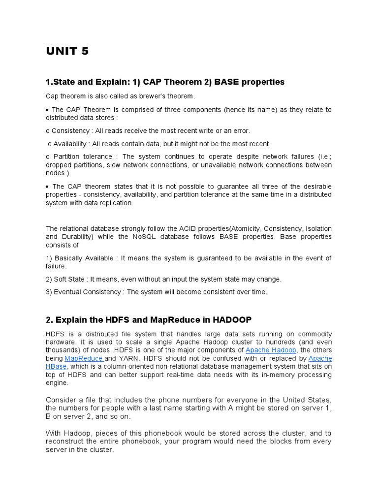 Prelims 5 | PDF | Apache Hadoop | No Sql