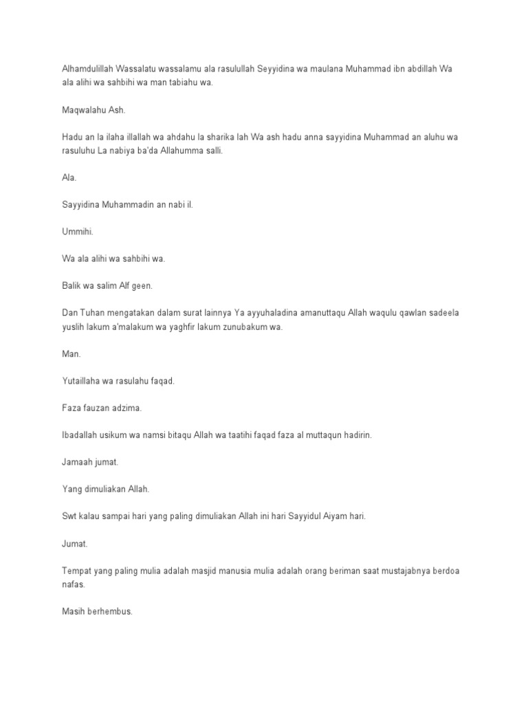 JANGAN SIA-SIAKAN NIKMAT DARI ALLAH Khutbah Jum'at Kepula... | PDF