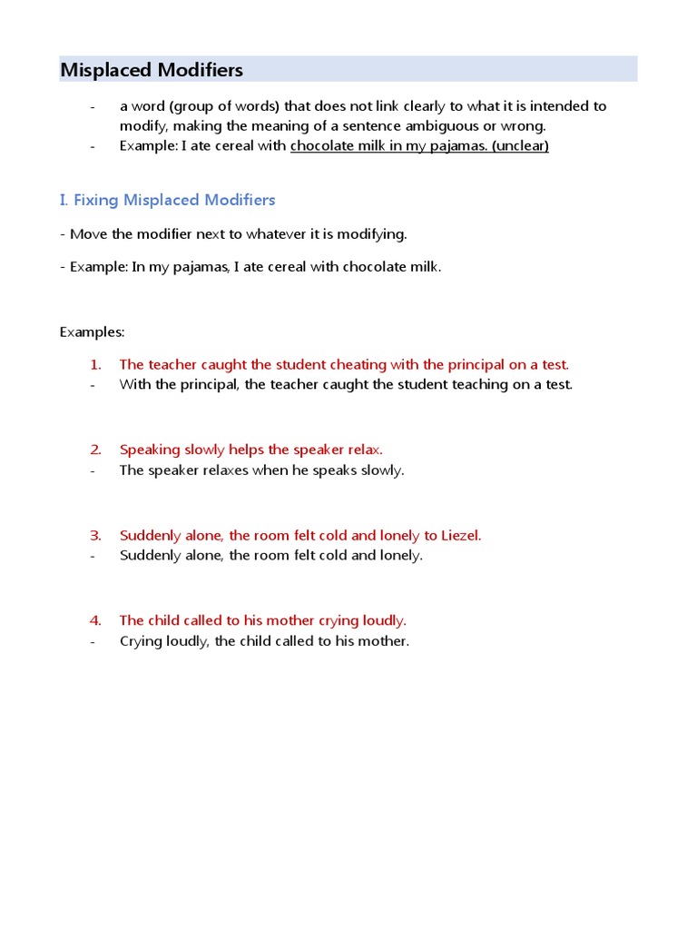 (CETS) Misplaced Modifiers | PDF