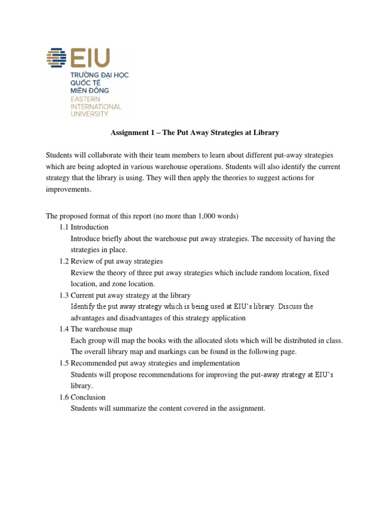 Assignment 1 - The Put Away Strategies at Library | PDF | Transport