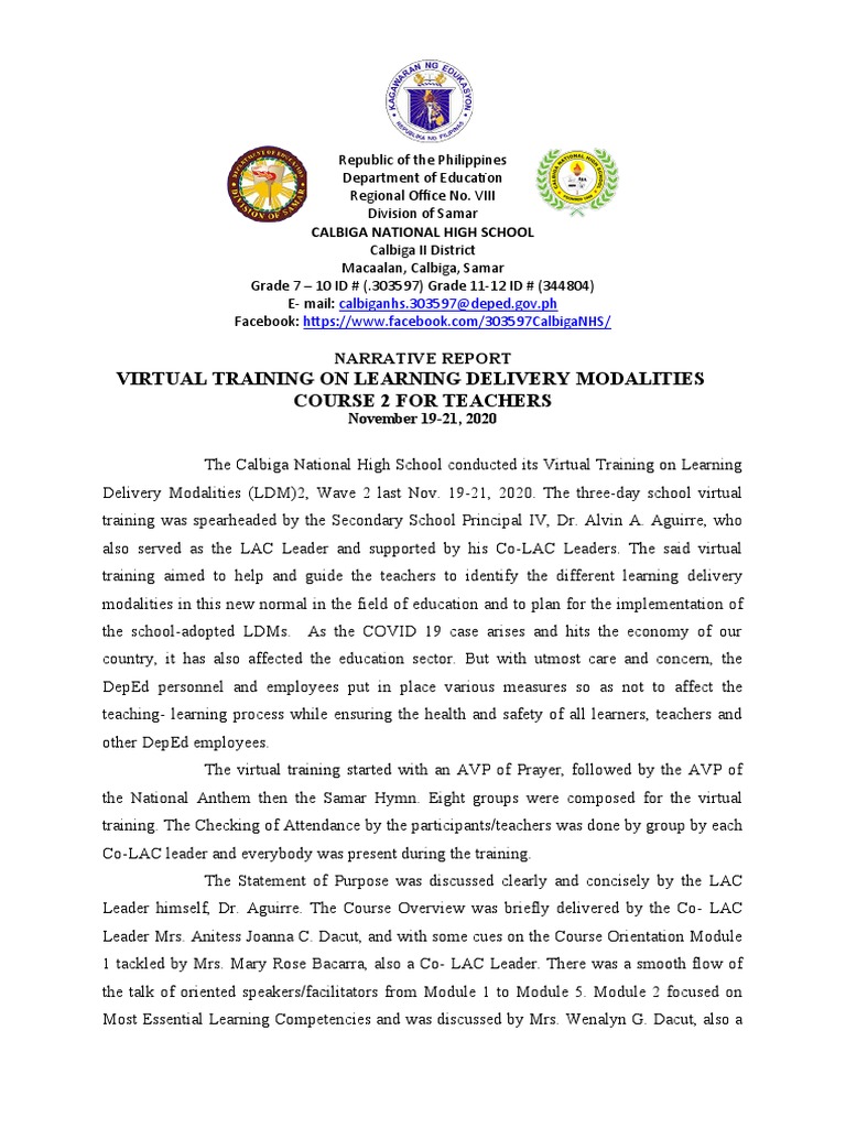 Virtual Training on Learning Modalities | PDF