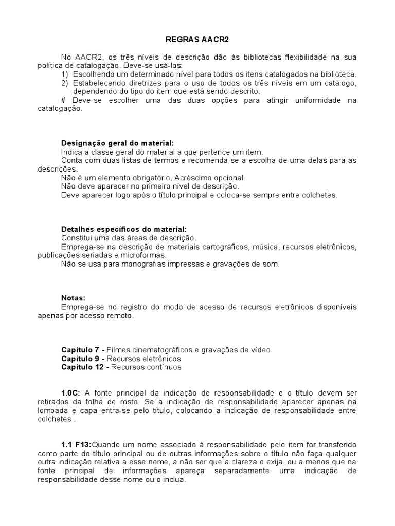 Regras e diretrizes para catalogação segundo o AACR2 | PDF