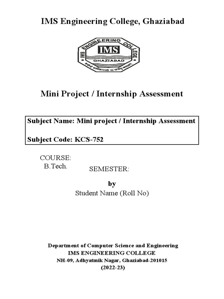 Mini Project, Internship Guidelines | PDF | Computers