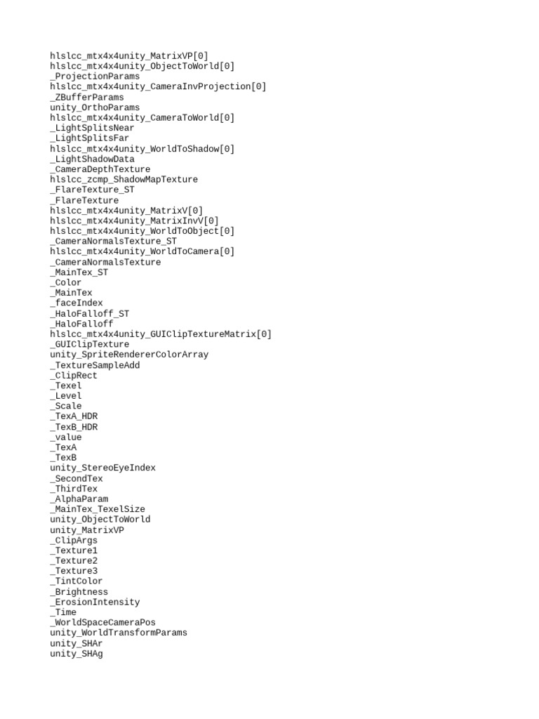 Shader Property References and Values for Complex Material Effects | PDF