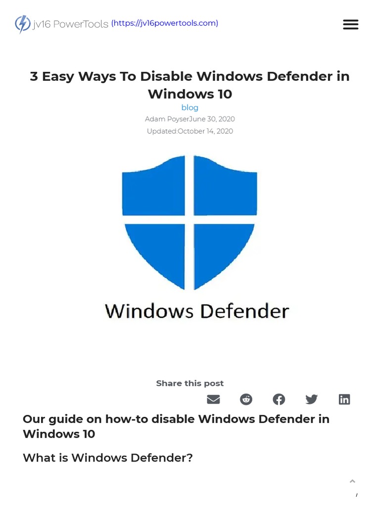 3 Easy Ways To Disable Windows Defender | PDF
