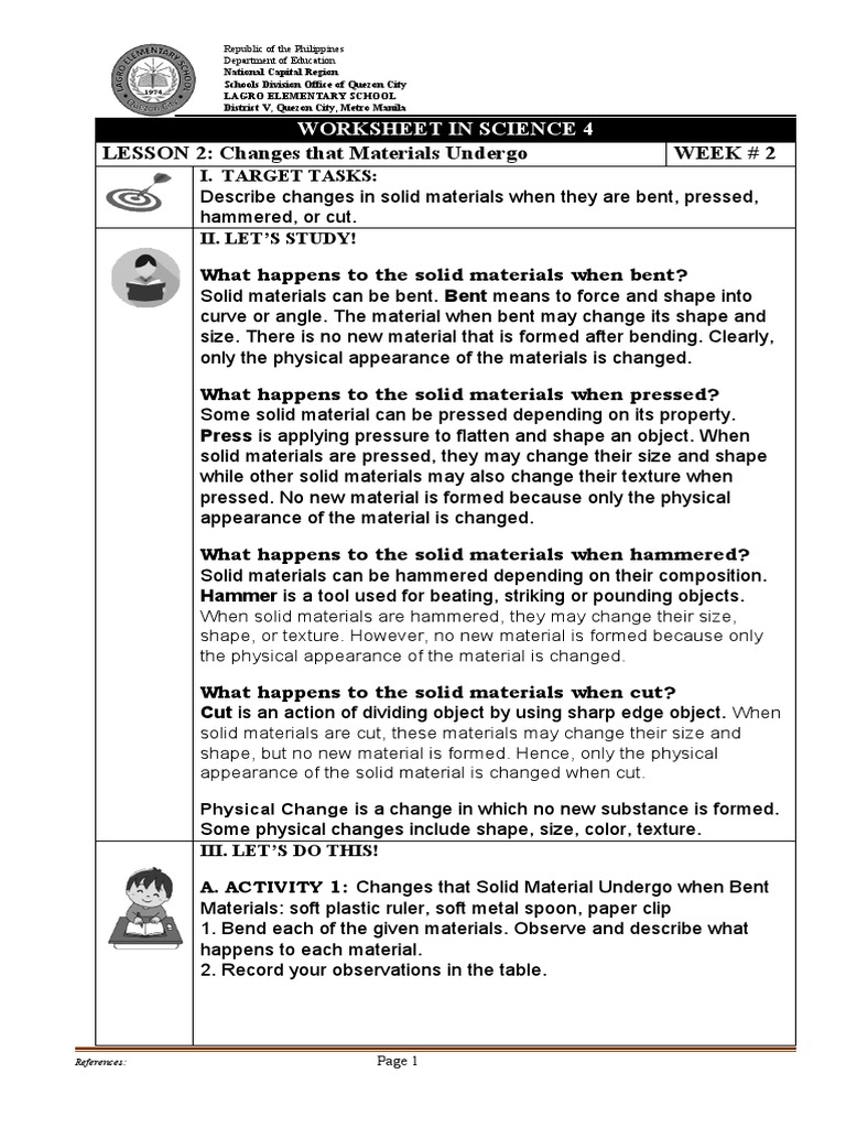 Week 2 Changes That Solid Materials Undergo | PDF