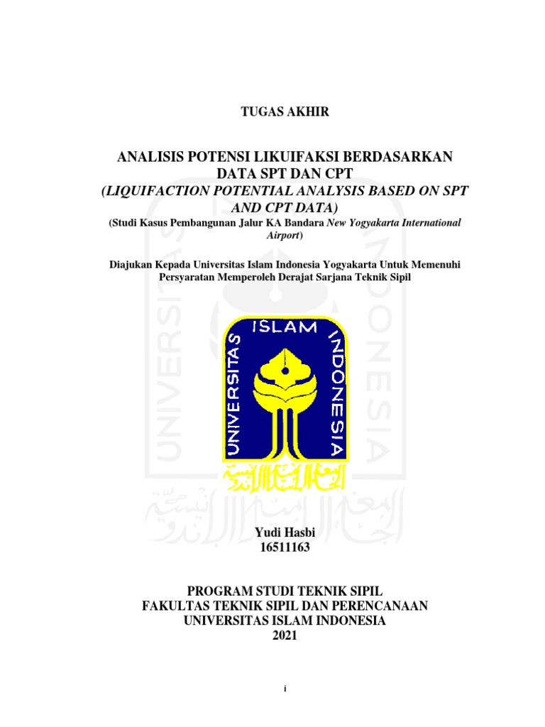 Analisis Likuifaksi SPT dan CPT KA Yogyakarta | PDF
