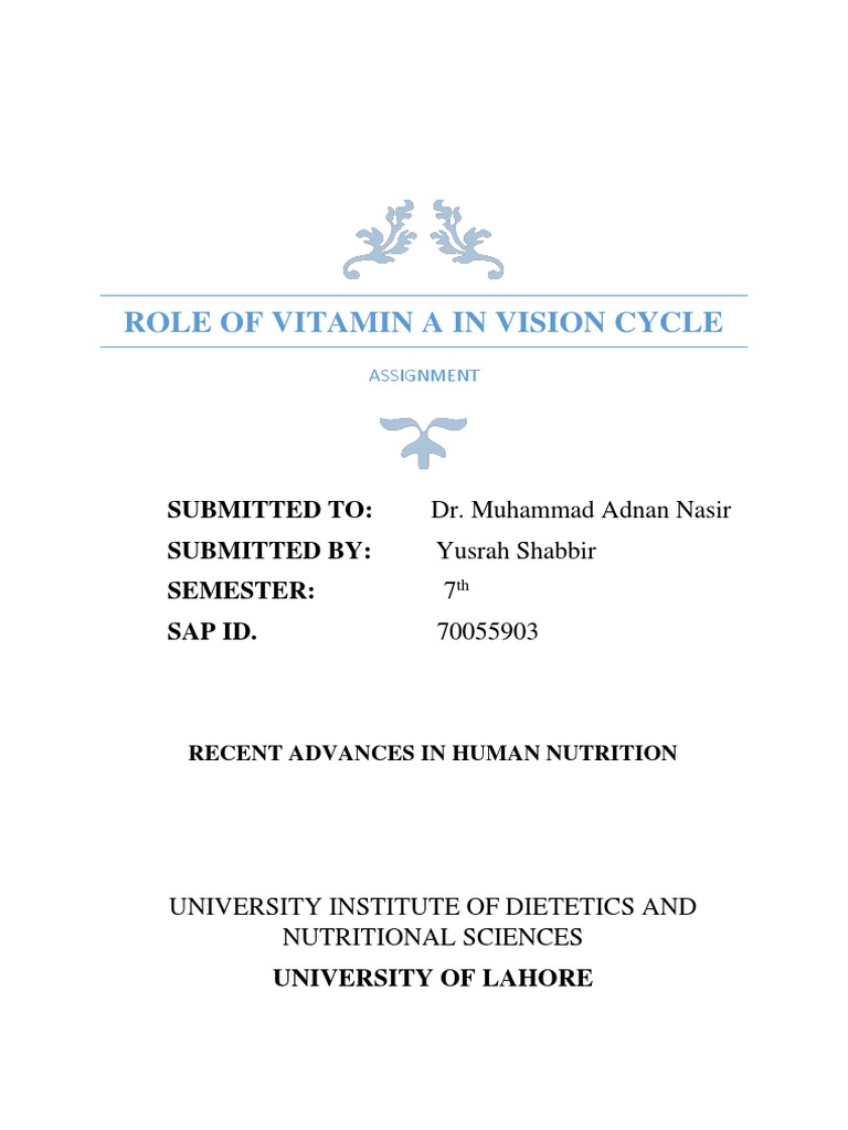 Role of Vitamin A in Vision Cycle | PDF | Retina | Visual Perception