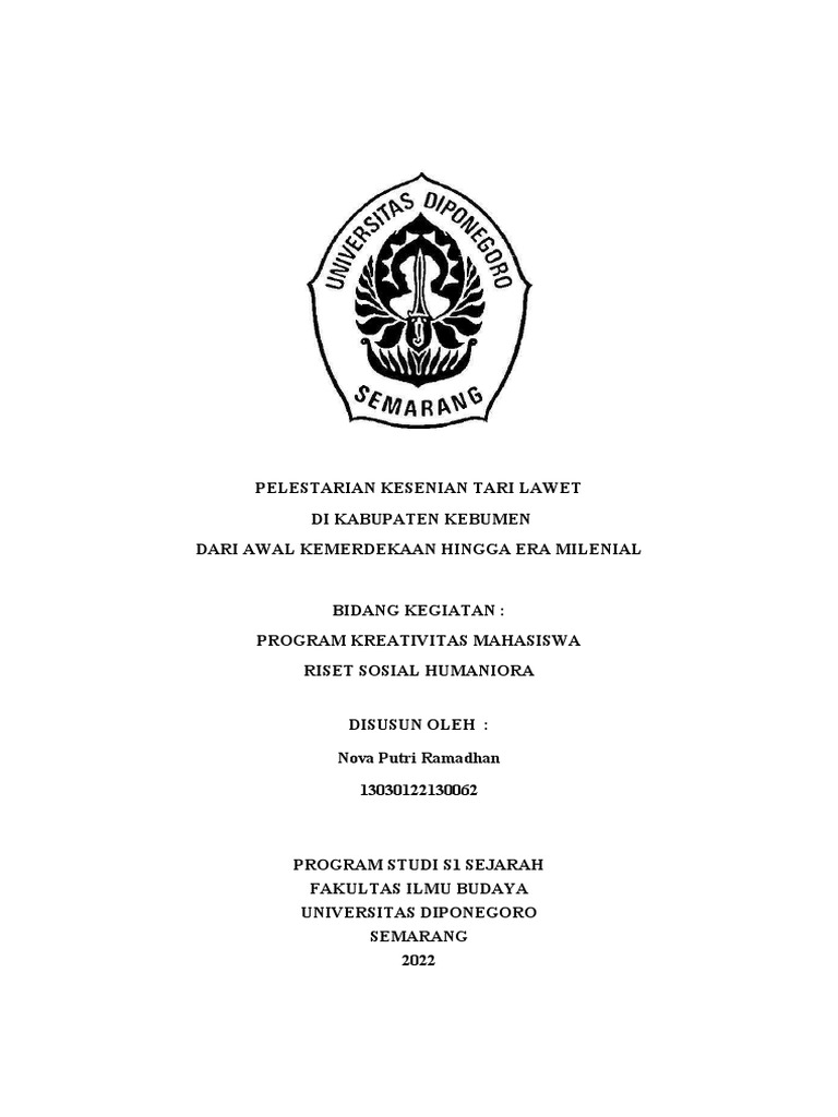 Proposal Nova Putri Ramadhan - 13030122130062-1 | PDF