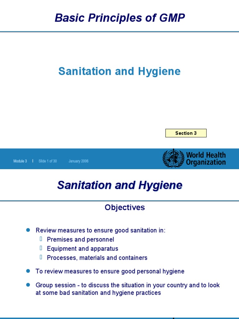 Basic Principles of GMP: Sanitation and Hygiene | PDF | Self-Improvement | Science & Mathematics
