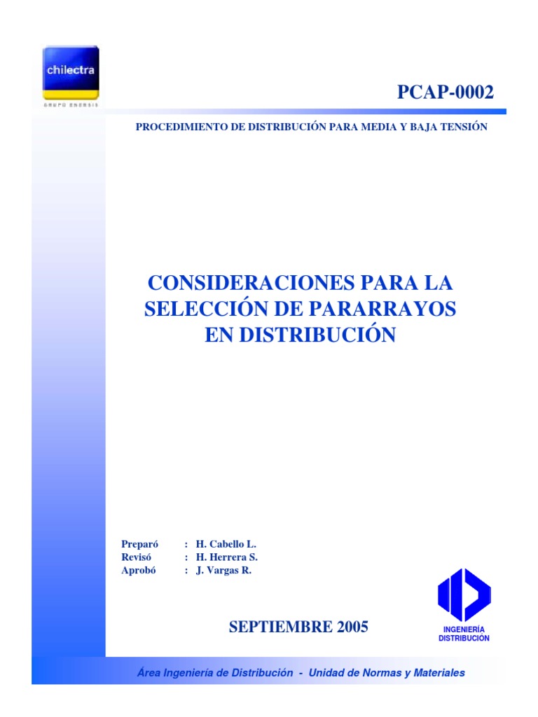 PCAP-0002 - r0 Consideraciones para La Seleccion de Pararrayos en Distribucion | PDF | Relámpago ...