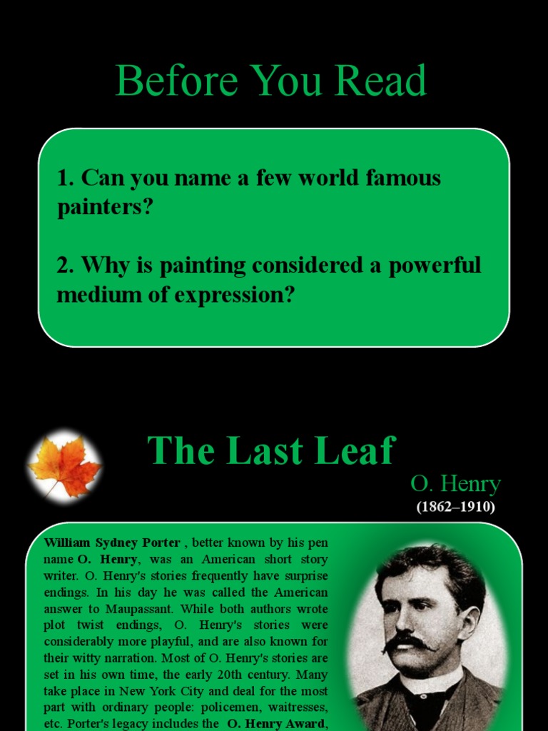 The Last Leaf | PDF | O. Henry | Hope