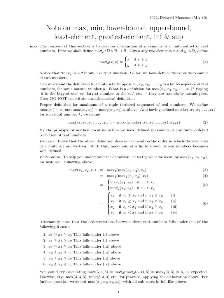 Max Min Sup Inf | PDF | Logic | Mathematical Objects
