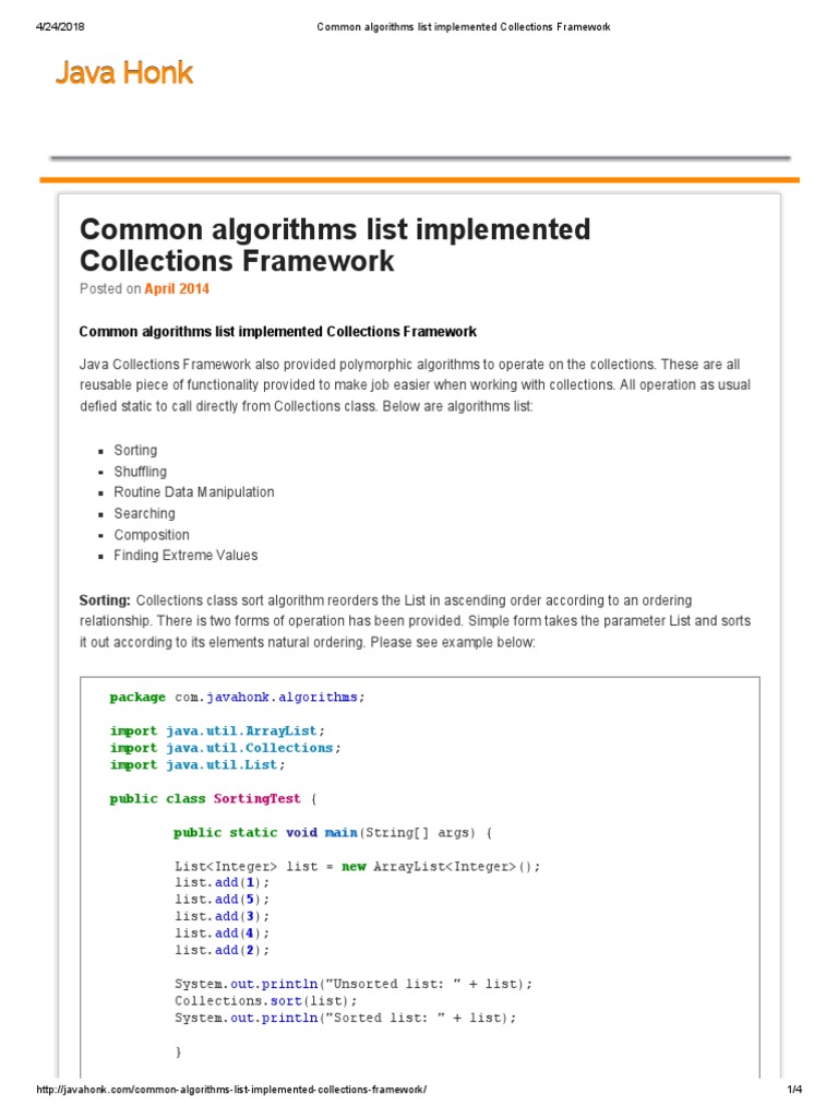 Common Algorithms List Implemented Collections Framework Pdf 7261