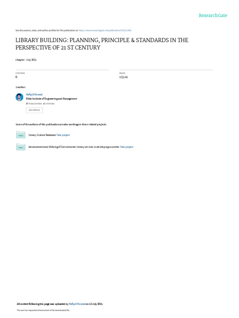 Library Building: Planning, Principle & Standards in The Perspective of ...