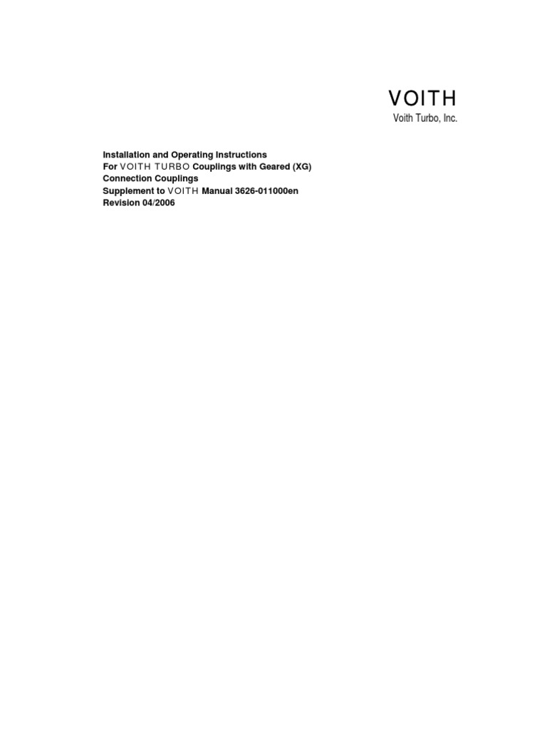 Voith Fluid Couplings - End in XG | PDF | Screw | Equipment