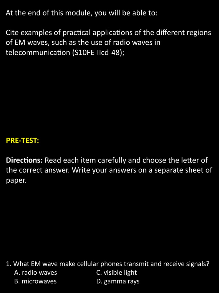 Quarter 2 - Module 2 Practical Applications and Effects of EM Waves | PDF | Radio | Infrared