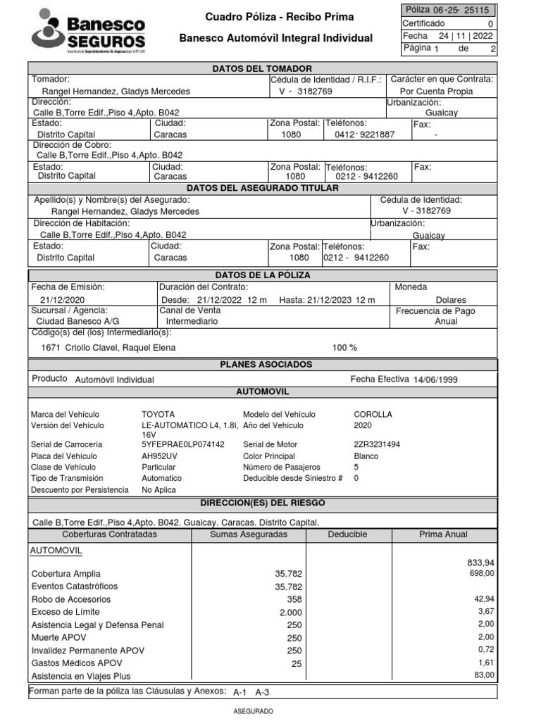 Recibo 6 419659 | PDF | Póliza de seguros | Seguro