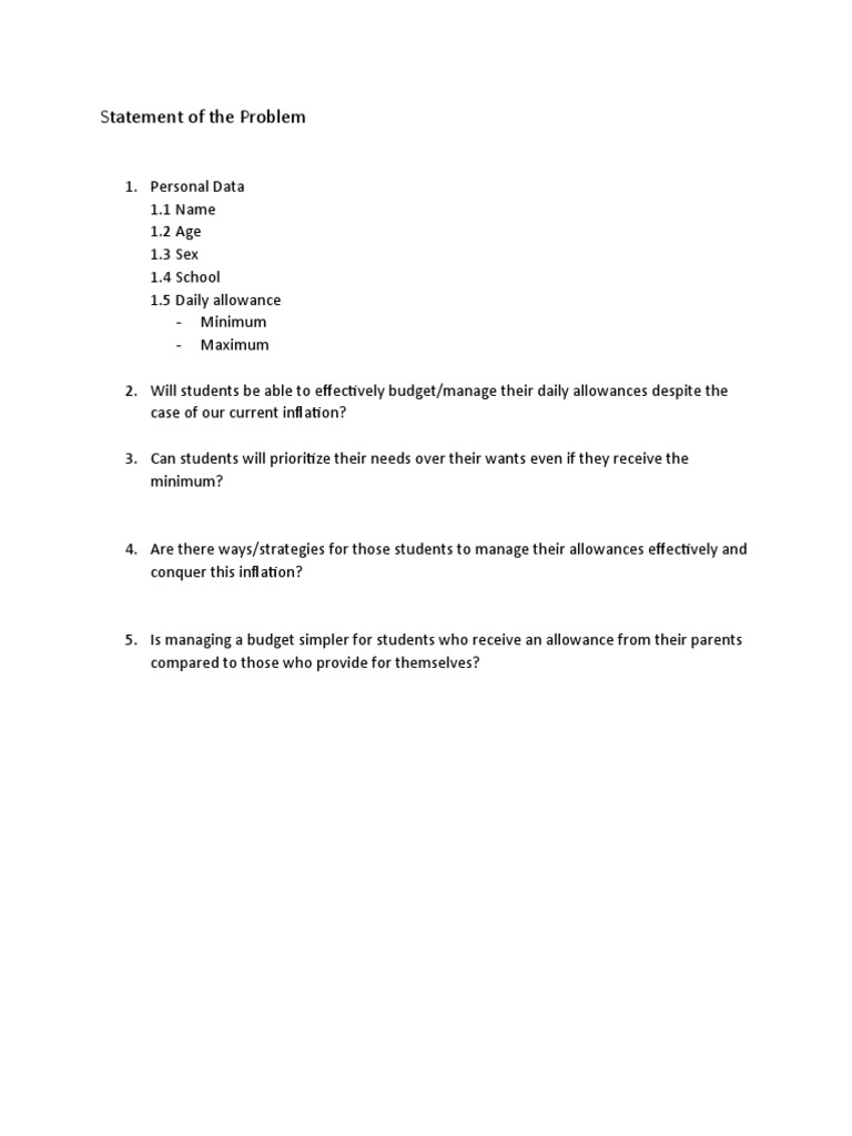 Statement of The Problem | PDF