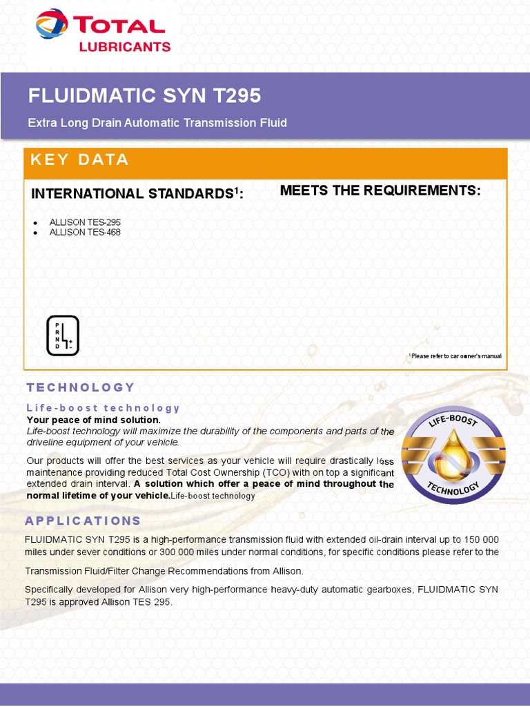 Tds Total Fluidmatic Syn t295 Ujy 202102 en | PDF