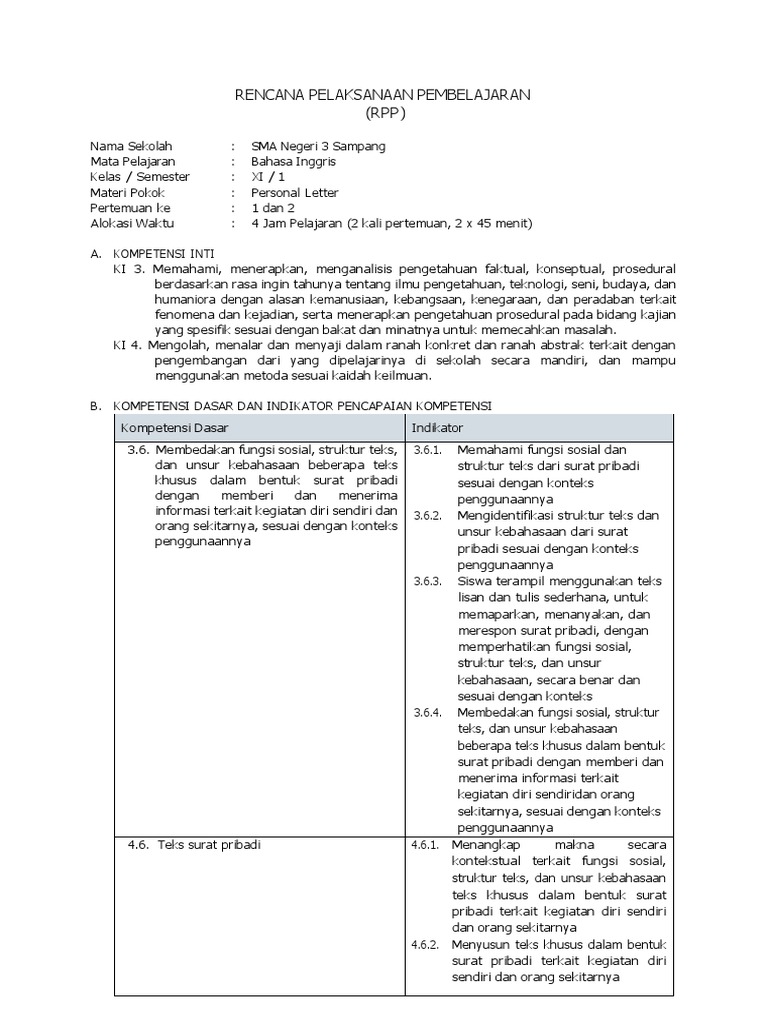 RPP 4 | PDF | Seni & Disiplin Bahasa